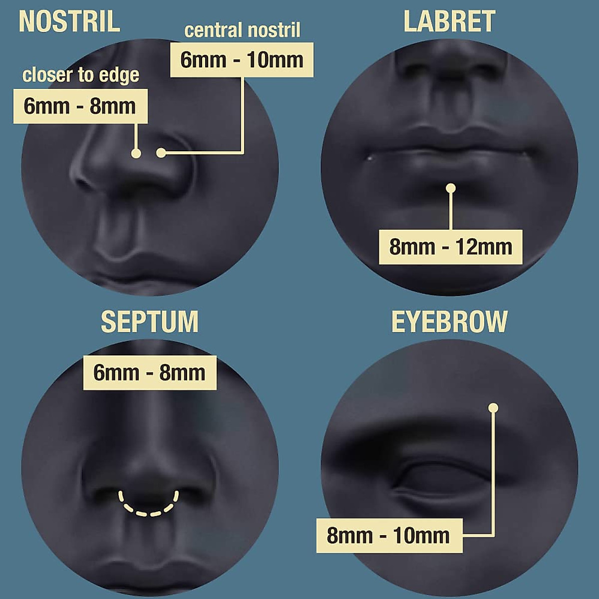 2pc 16g Dental-Grade Acrylic Pink Horseshoe Hoop 3mm Spike Circular Barbells Earrings Cartilage Helix Septum Nose Lip Rings - 10mm