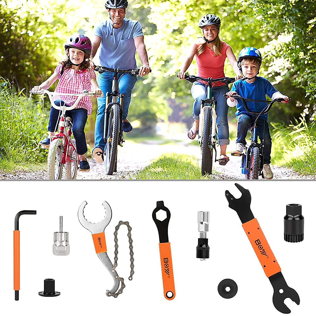 ACETOP Bike Tool kit, Including Bicycle Crank Removal Tool + 3 in 1 Bike Cassette Removal Tool + Bottom Bracket Remover + Rotor Lockring Removal Tool + Bike Pedal Wrench, Practical Repair Tool
