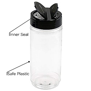 Foraineam 16 Pack 15 oz Plastic Spice Jars Containers Bottles with Black Flip Cap To Pour Or Sifter Shaker, Perfect for Storing Spice, Powders and Herbs