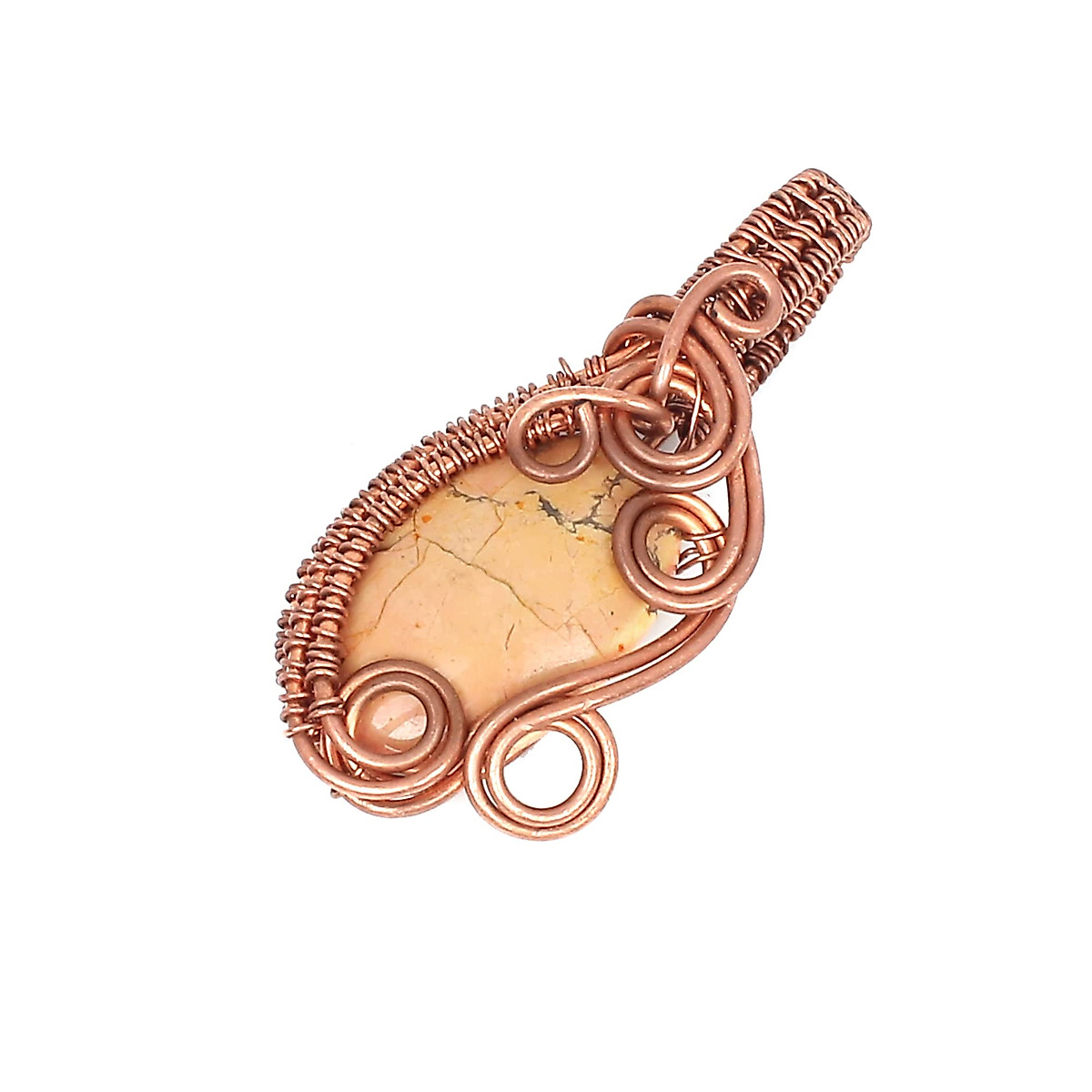 Natural Yellow Aagte Jasper Wire Wrapped Pendant For Unisex