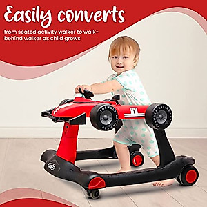 NALO 4-in-1 Baby Walker, Foldable Activity Walker 3 Adjustable Height & Speed, Comfy Padded Seat, Lights & Music, Fun Toddler Push Car, Walker with Wheels, Baby Standing Toy for Boys Girls 6-36 Month