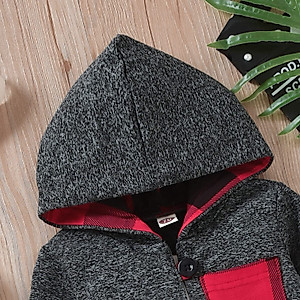 Aalizzwell Toddler Little Boys Sweatsuit Buffalo Plaid Fall Winter Christmas Outfits Xmas Clothes Long Sleeve Hoodie Sweatshirt Pants Set 5T