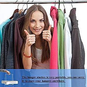 Hanger Stacker Clothes Hanger Organizer Rack Sturdy Stainless Steel Clothes Caddy Storage Holder Stacker for Closet & Room Tidier Laundry Rooms Drying Rack