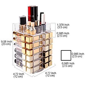 Sooyee Lipstick Organizer,53 Spaces 360 Degree Spinning Lipstick Holder,Acrylic Cosmetic Display Cases for Lipstick, Brushes, Bottles, and more,Clear
