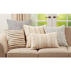SARO LIFESTYLE Stripe Weave Design Throw Pillow, 22" Poly Filled, Multi