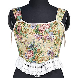 JDHUFEI Halloween Costume for Women Fashion Vintage Gothic Corsets Boho Printed Sexy Renaissance Corsets Steampunk Tunic Tops