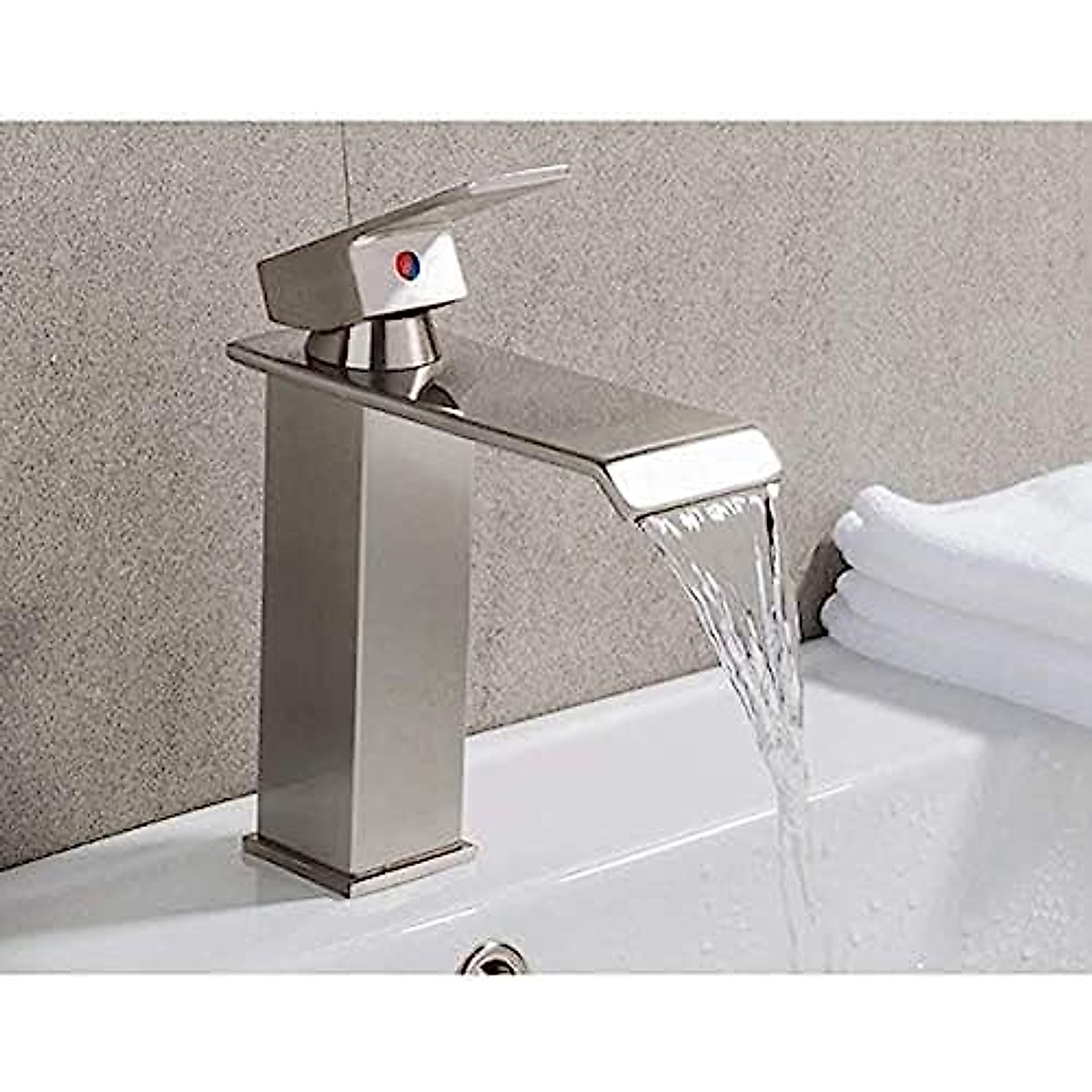 Faucet, Kitchen Taps Kitchen Tap Newly Basin Kitchen Faucet Bathroom Waterfall Faucet Mixer Tap Brass Mixer Tap Hot and Cold Bath Mixer Tap Square Mixers