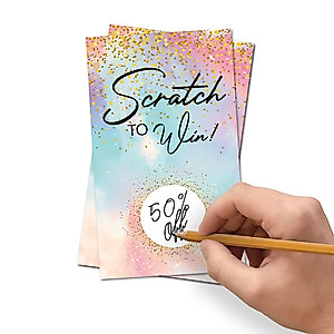 LONLONBANG 50 Blank Gift Certificate Scratch Off Cards Vouchers for Small Business Restaurant, Spa Beauty Makeup Hair Salon, Christmas Birthday Holiday, Wedding Bridal Baby Shower Favors Games (L328)