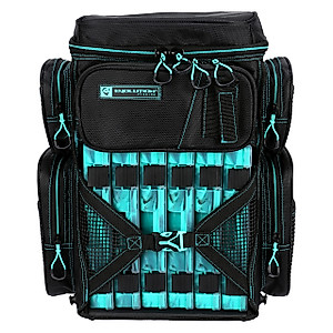 Evolution Fishing Drift Series Tackle Backpack – Seafoam, 3600 Size, Outdoor Rucksack w/ 6 Fishing Tackle Trays, Built In Rain Fly, Heavy Duty Fishing Backpack, Tackle Carrying Case