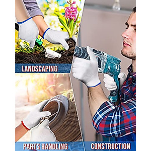 60 Pairs Cotton Work Gloves Garden Gloves Men Women Hand Cotton Safety Gloves for Industry Warehouse Gardening Construction, Red, Blue