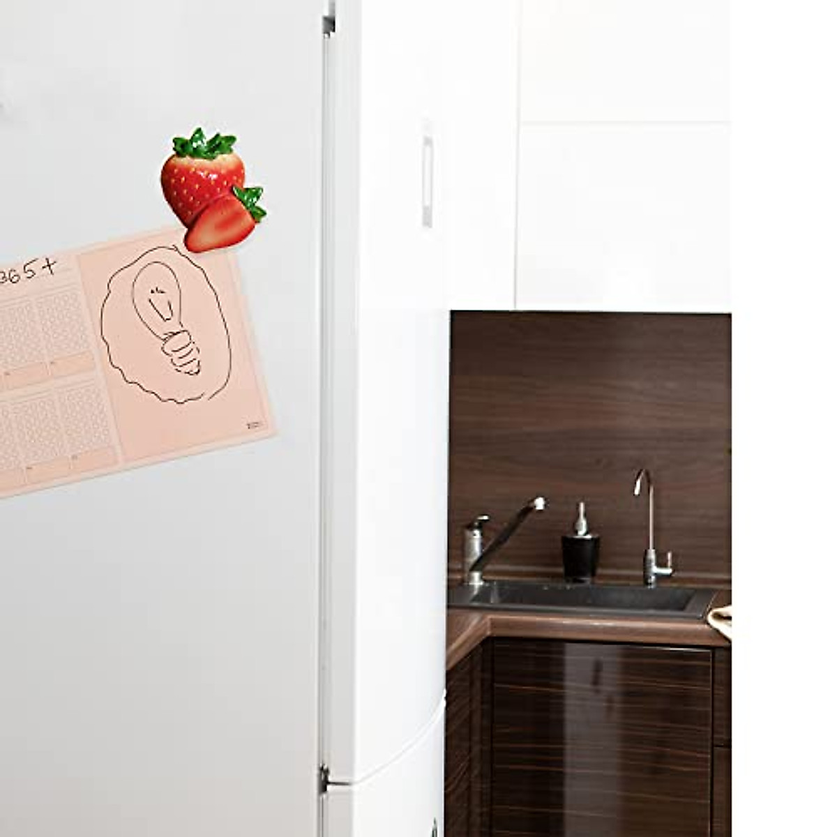 Fruit Vegetable Refrigerator Magnet - 1 Set Resin 3D Fridge for Refrigerator Cute Decor for Home Kitchen Office Whiteboard (Strawberry Refrigerator Magnet)
