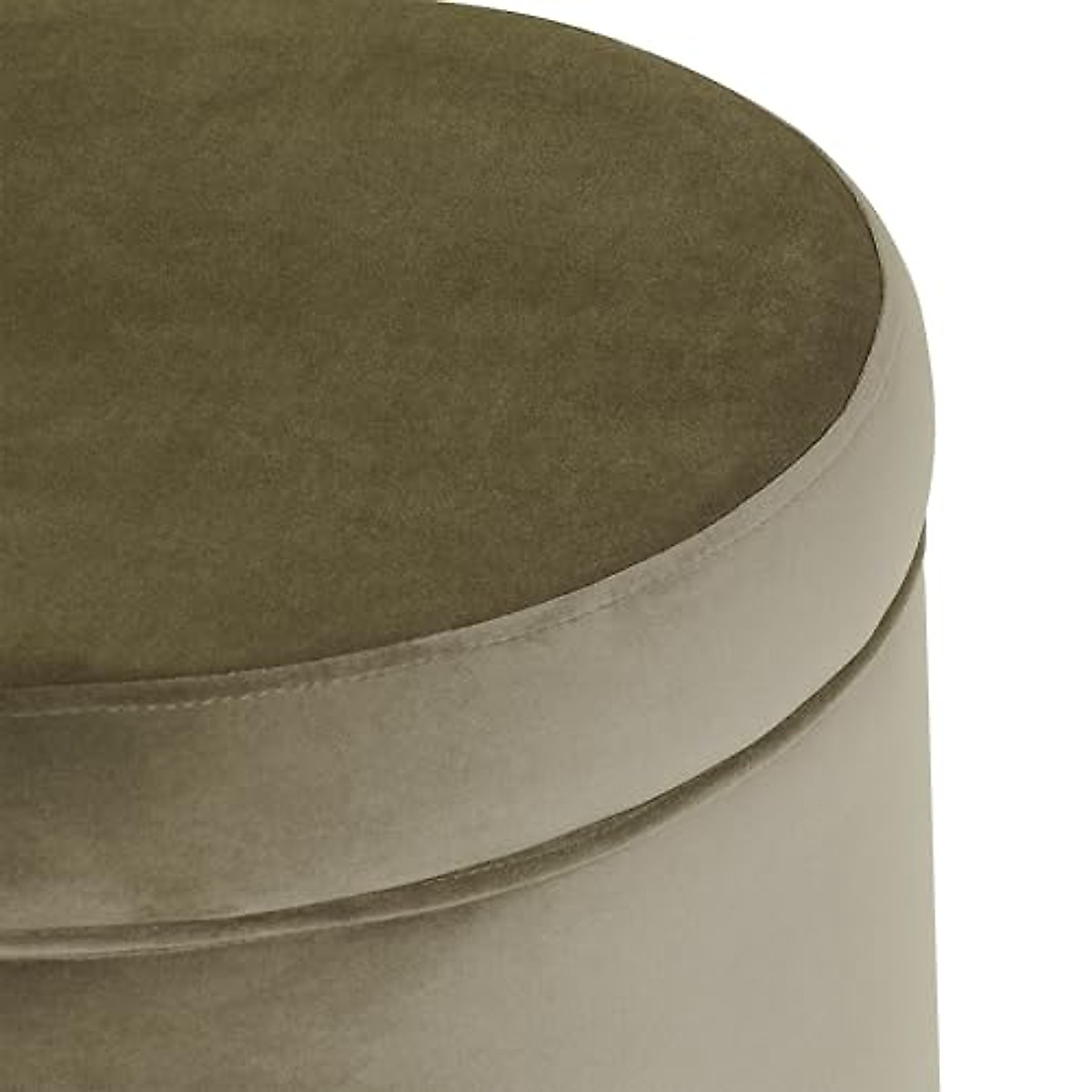 HomePop Home Decor | Upholstered Round Storage Ottoman | Ottoman with Storage for Living Room & Bedroom, Light Sage Green Velvet Large