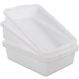 Parlynies 4-Pack 25 L Commercial Bus Box/Tote Box, Plastic Utility Bus Tub, White