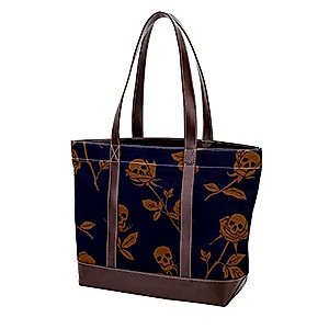 Skulls and Roses Tote Bags Large Leather canvas Purses and Handbags for Women Top Handle Shoulder Satchel Hobo Bags