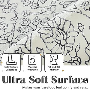 jinchan Area Rug 6x9 Persian Rug Living Room Rug Washable Boho Soft Rug Indoor Floral Print Carpet Distressed Thin Rug Bedroom Dining Room Kitchen Grey On Cream