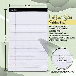 Emraw White Jr. Perforated Edge Legal Ruled Universal 50 Sheets Letter Writing Pad- 50 Ct. 5" x 8" inch (Pack of 6)