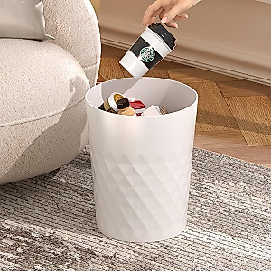 HOLTPHILI 1.8 Gallon Small Trash Can 2 Pack Bathroom Garbage Can Waste Basket Recycling Bin for Dorms Bedrooms Offices Kitchens, White