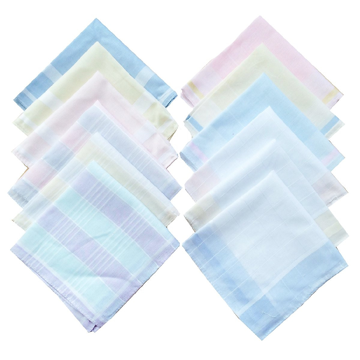 La closure Women Woven Stripe Handkerchiefs Wedding Party Cotton Hankies 12PCS