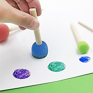 24 Pcs Round Sponge Brush Set, AIFUDA Round Foam Paint Brushes Sponge Painting Tools with Wooden Handles for Arts and Crafts