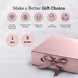 AJH3 ESSENTIALS Gift Box with Lid for Presents 10.5x7.5x3.1 Inches with Ribbon and Magnetic Closure (1 Pack) (Pink)