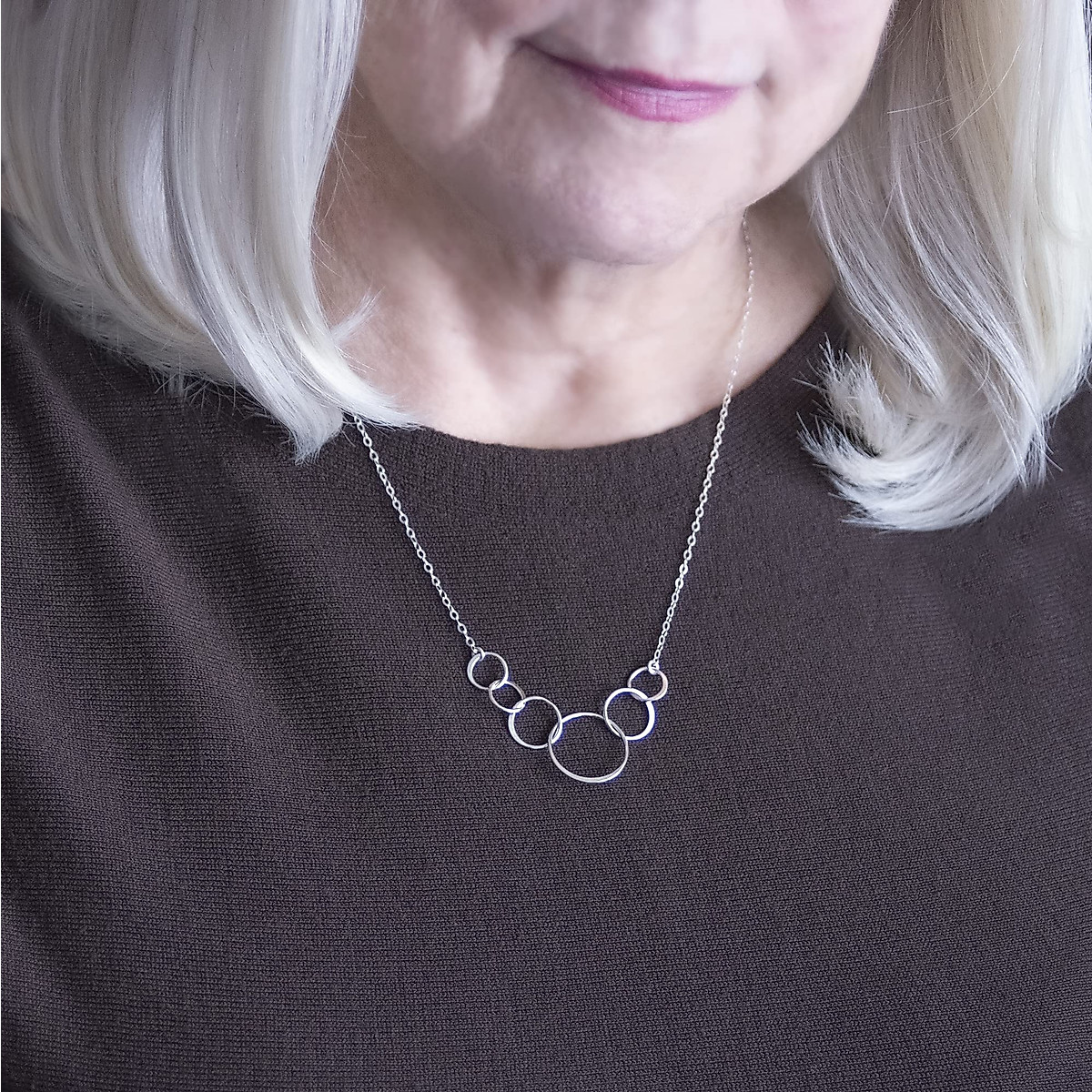 EFYTAL 60th Birthday Gifts for Women, Sterling Silver Six Circle Necklace for Her, Gifts for 60 Year Old Woman, 60th Birthday Necklace, Birthday Gifts for Women Turning 60, 60th Birthday Gift Ideas