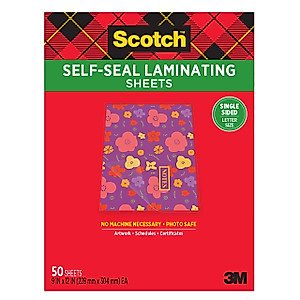 Scotch Self-Seal Laminating Sheets, 50 Sheets, Single Sided, Letter Size (LS854SS-50)