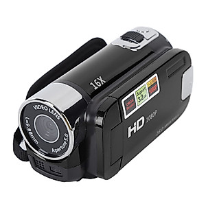 DV Camera, 16x Digital Zoom Gift Vlogging Camera 2.7in TFT Rotatable Screen 1080P 16MP Long Battery Life for Baby's Growth Records (Black)
