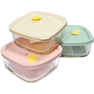 LOCK & LOCK Pastel Oven GLass Cooked Rice Storage Container for Freezer Set of 3