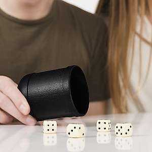 Toyvian 10PCS Rolling Dice Cup Professional Black Dice Cup Cylindrical Dice Box Club Bar Entertainment Game for Party Decor