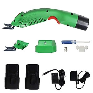 MXBAOHENG WBT-2 Electric Scissors for Cutting Fabric, Cardboard & Fiberglass Cordless Sewing Crafting Scissors w/ 2 Blades and 5000mAh Large Batteries Low Noise