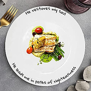 ChitChat Ware Porcelain Dinner Plates, 4Pcs White Round Dessert or Salad Plate, Serving Dishes, Dinnerware Set, Scratch Resistant My Soul Set, Microwave & Dishwasher Safe (10.5-inch)