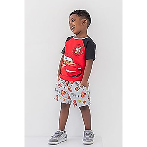 Disney Pixar Cars Lightning McQueen Toddler Boys T-Shirt French Terry Shorts Red/Grey 2T