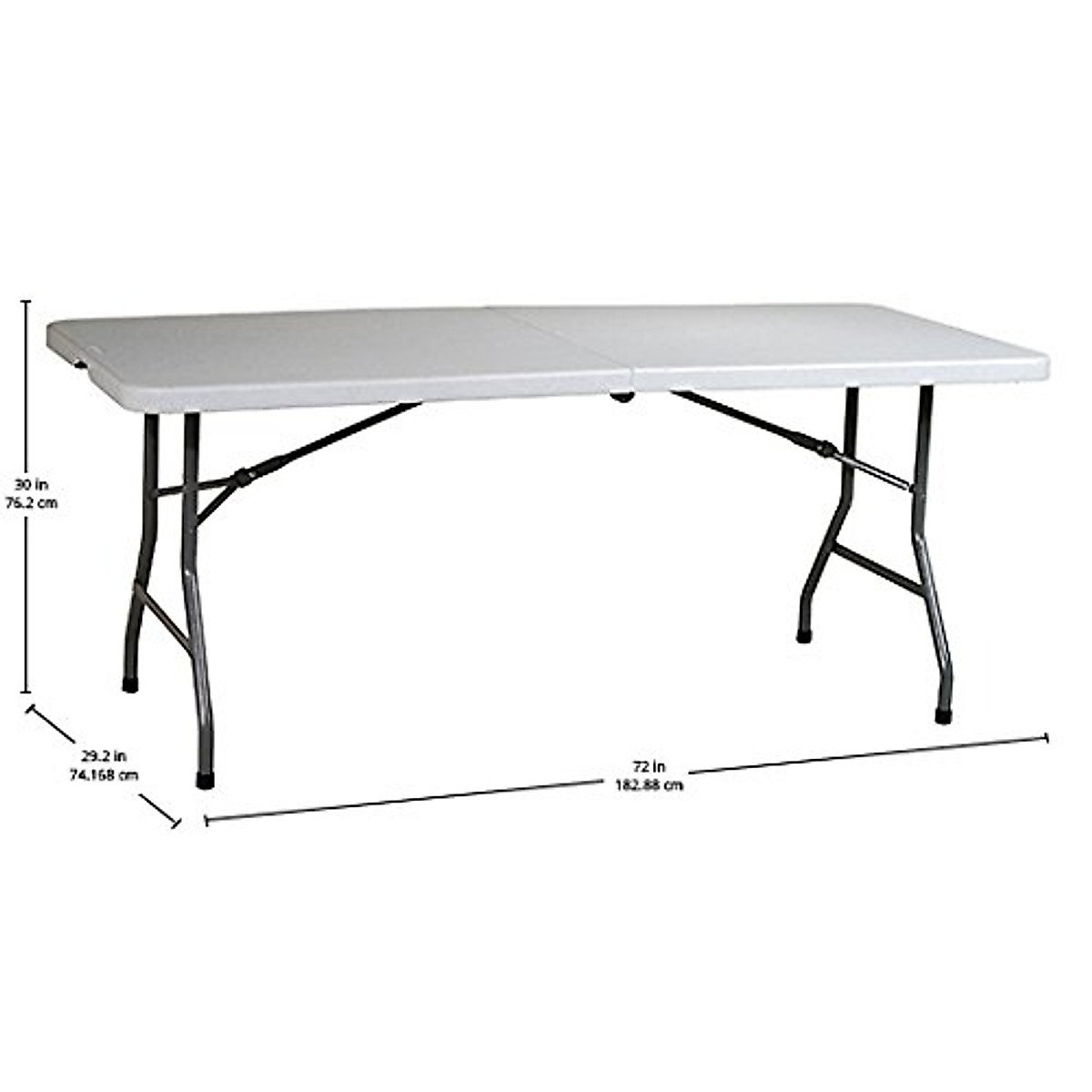 Office Star Resin Rectangle Center-Folding Portable Table for Picnics, Camping, and Tailgating, 6 Feet