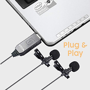 Cam Caddie VEYDA Dual USB Lav Mic - VD-LU2 Lavalier Lapel Clip-on Omnidirectional Condenser Microphone