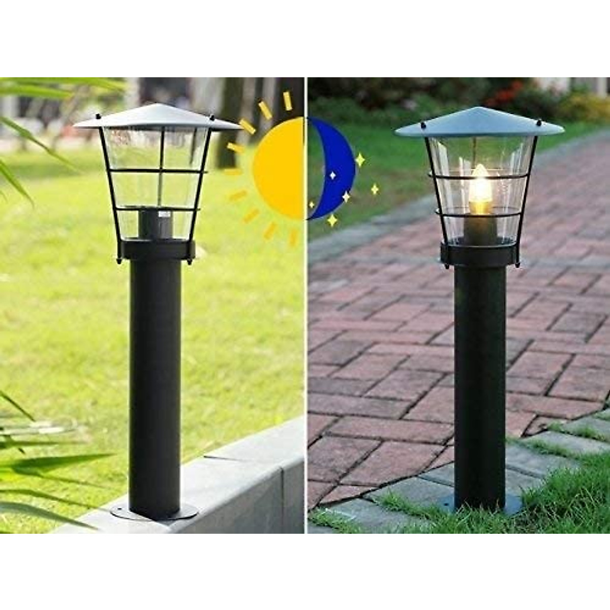 XMFXIAO Outdoor Waterproof Modern Street Light Landscape Light Retro Door Column Post Simple Stainless Steel Lawn Light Garden Light LED Garden Light Home Grass Light