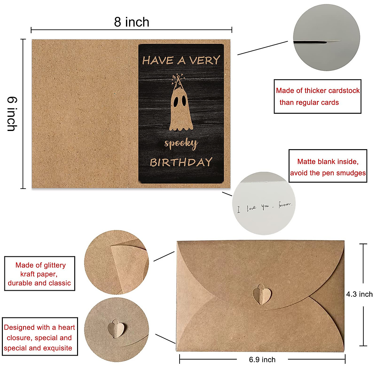 Cute Halloween Birthday Card with Envelope, Funny Halloween Bday Greeting Card, Have a Very Spooky Birthday Paper Card for Him Her