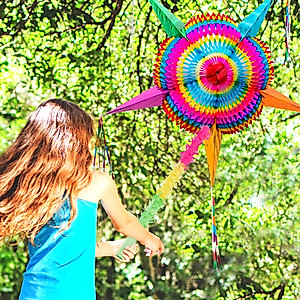 Mexican Piñata (Large 32 Inches Authentic Handmade) - Foldable Large Pinatas for Birthday Party - Piñatas para Cumpleaños - Mexican Pinata for Kids - Big Star Pinata - Cinco de Mayo Pinata for Adults