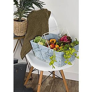 DII Farmhouse Chicken Wire Egg Basket, Storage Baskets with Liner, Aqua, 16x12x7.88"