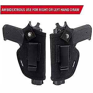 POLICE Gun Holster for Men/Women - Universal Belt Pistol Holster Airsoft Right/Left, IWB/OWB 9mm Holster for Concealed Carry - 380 Holster for Pistols Compatible with Glock 23,26,27,42, M&P Shield