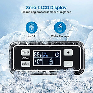 Commercial Ice Maker Machine, 150lbs/24H with 33 Lbs Storage Bin, 66 Pcs Ice Cubes 8Mins, Tap Add Water Freestanding Stainless Steel Ice Machine Self-Cleaning for Home Bar Office