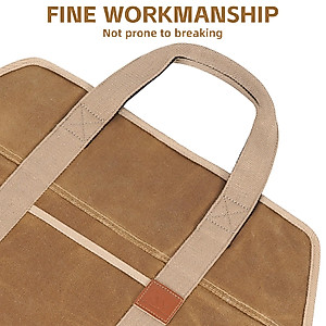 GoCampDirect Firewood Carriers with Handles - 39×18Inch Log Carrier | Package Waxed Canvas Firewood Bag Carrier | Water Resistant Firewood Tote Wood Carrying Bag for Camping Indoor - Khaki