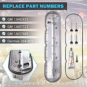 Driver Side Valve Cover with Gaskets - Compatible with 2011-2019 4.8L 5.3L 6.0L 6.2L Chevy Silverado, Suburban, Tahoe, Trailblazer, GMC Sierra, Yukon, Cadillac Escalade - Replace 12642655 264-969