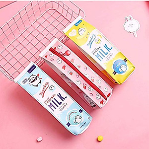 NYKKOLA Kawaii Set of 3 Milk Carton Pencil Cases Cosmetic Bag + 3 Carrot Gel Ink Pens