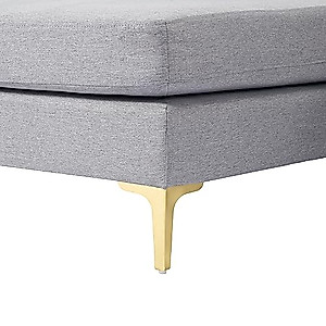 ERYE Soft Polyester Sofa&Couch with Left Lounge Chaise, L-Shaped Corner Upholstered Couch W/Pillow-Top Armrest & Golden Metal Legs for Living Room Furniture Sets, 79.5", Light Gray-005