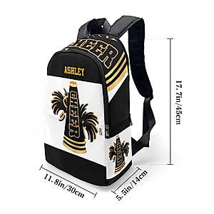 Urcustom Personalized Name Cheerleader Megaphone Cheer Black Backpack Unisex Bookbag for Boy Girl Travel Daypack Bag Purse 17.7 IN