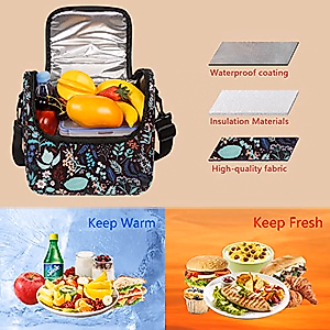 Hap Tim Lunch Box for Women & Men, Insulated Lunchbox for Adults, Reusable Lunch Bag for Work, Picnic or Travel, Black Floral (16050-BF)
