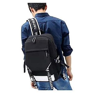 WANHONGYUE Anime TouHou Project Laptop Backpack Rucksack Travel Sports Casual Daypack with USB Charging Port Black / 9