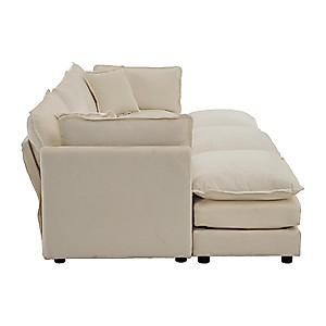 Chenille Upholstery Modular Sectional Sofa Set,U Shaped Convertible Couch with Reversible Chaise and Movable Ottomans,Free Combination Symmetrical Sofa&Couch Bed for Living Room (3 Singel+3 Ottomans)