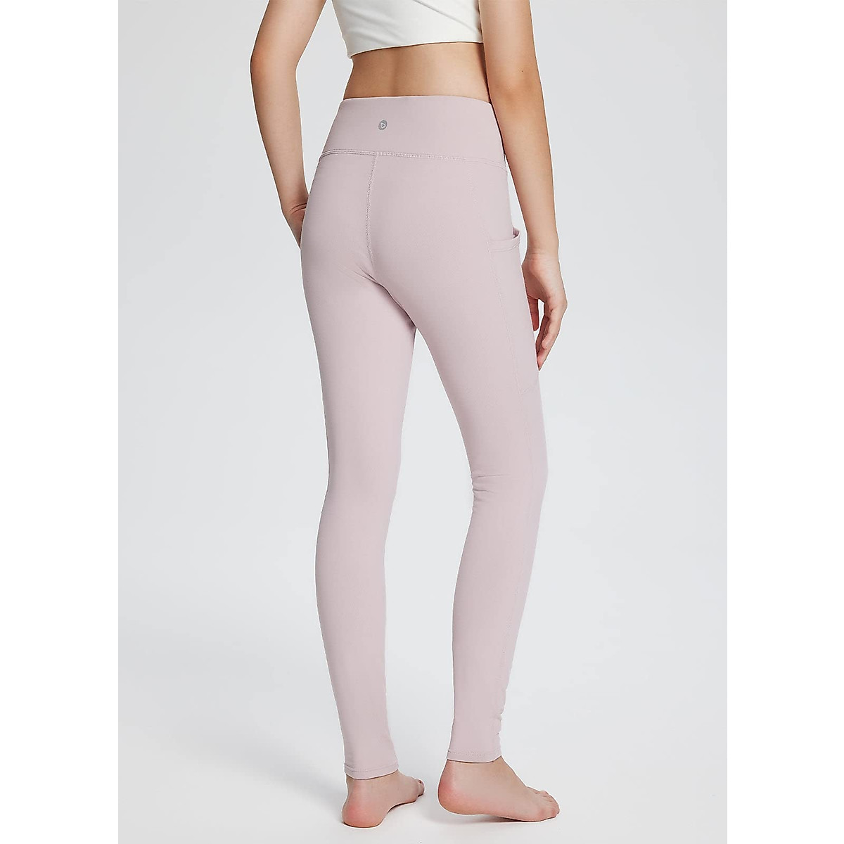 BALEAF Youth Girls Fleece Lined Leggings Winter Warm High Waisted Kids Athletic Pants Hiking Running Yoga Light Purple M