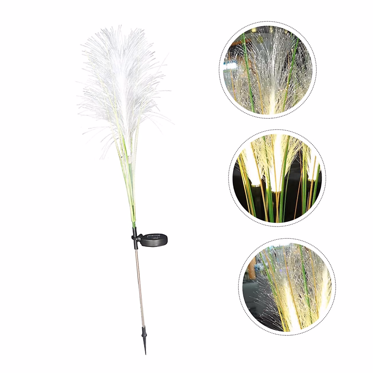 ABOOFAN Fiber Optic Reed Light Solar Garden Light Solar Path Lights Fiber Optic Garden Lights Solar Lights Outdoor Decor Garden Lights Solar Powered White Stainless Steel Led